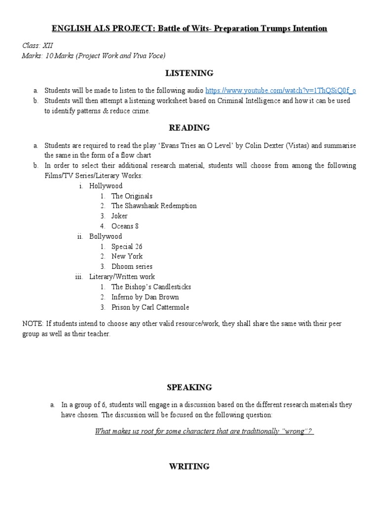 ENGLISH ALS PROJECT: Battle of Wits-Preparation Trumps Intention | PDF | Cognition