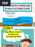 Grade 11 - Conative, Informative at Labeling Na Gamit NG Wika | PDF