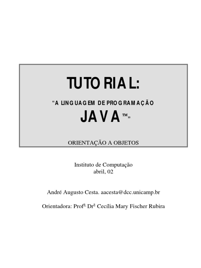 A Linguagem De Programacao Java Pdf Classe Programação De