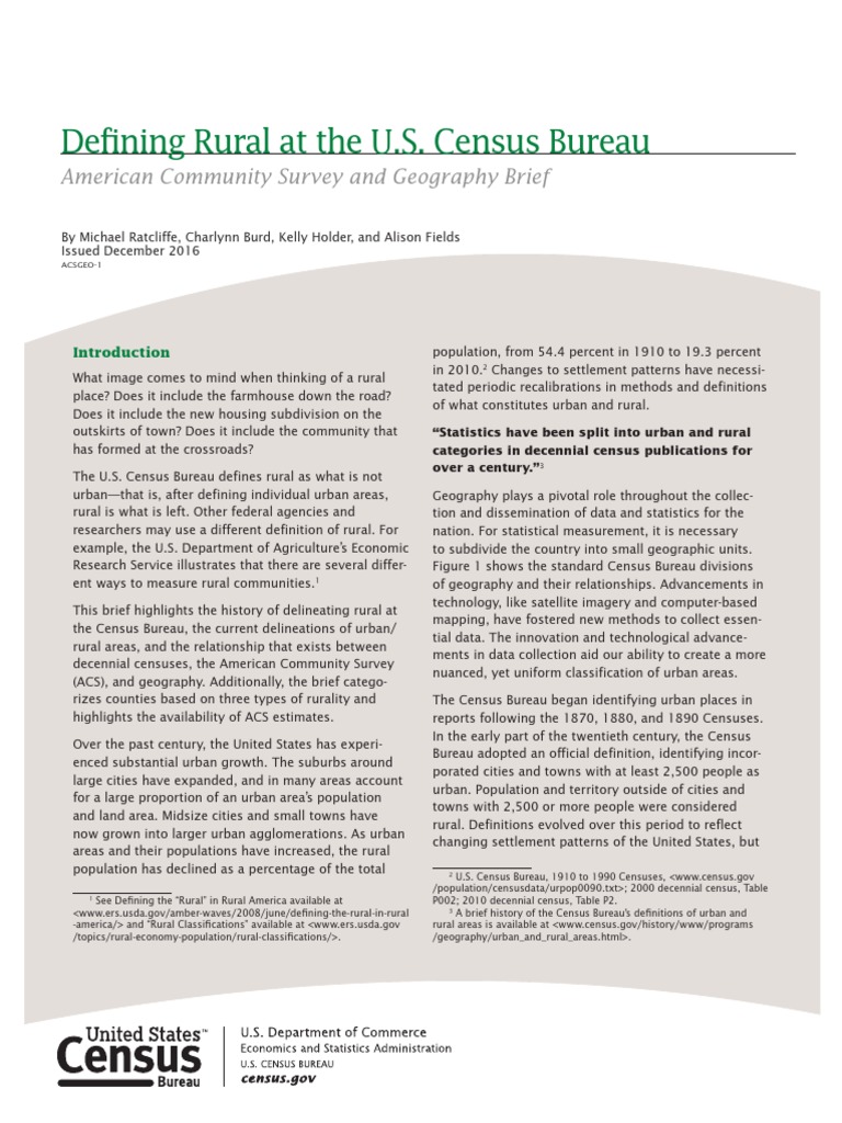 Defining Rural at The U.S. Census Bureau: American Community Survey and ...