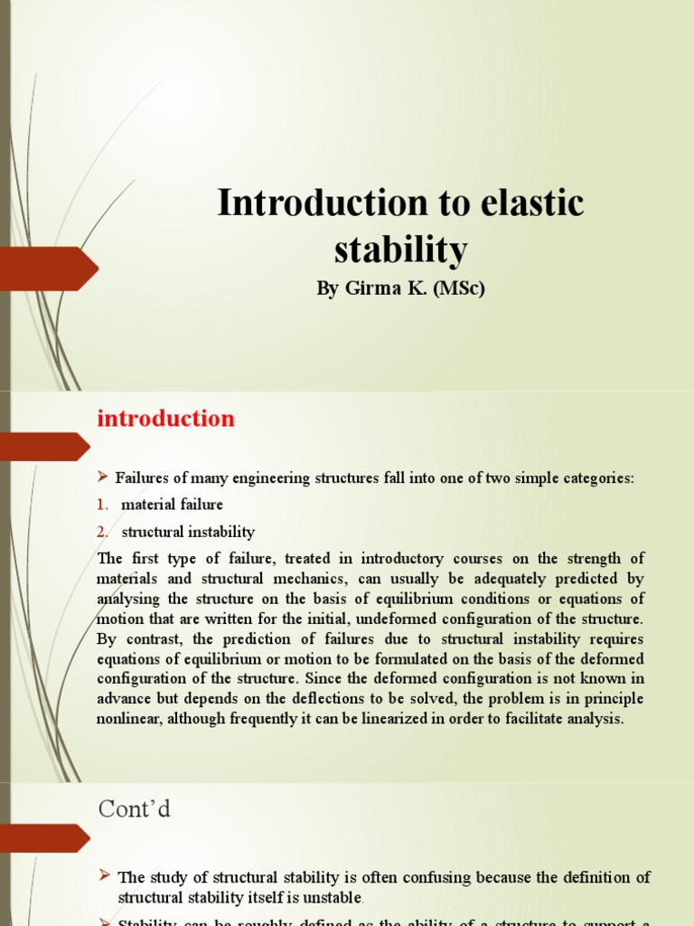 Introduction To Elastic Stability: by Girma K. (MSC) | PDF | Buckling ...