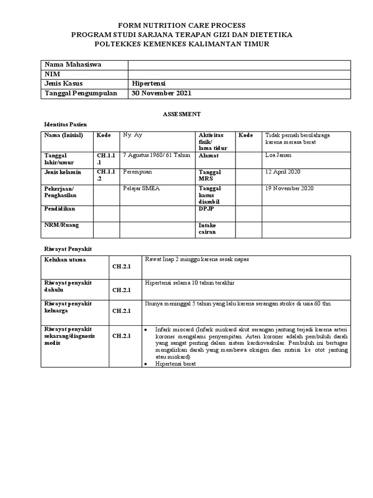 Ncp+skrining+ffq Kasus Hipertensi | PDF | Kesehatan Holistik | Sains ...