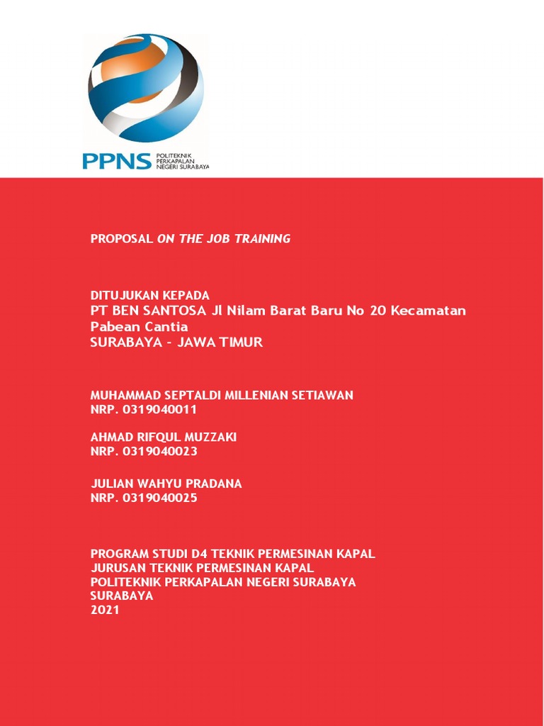 D4 ME - Proposal PT BEN SENTOSA - Septaldi, Rifqul, Julian - On Proses ...