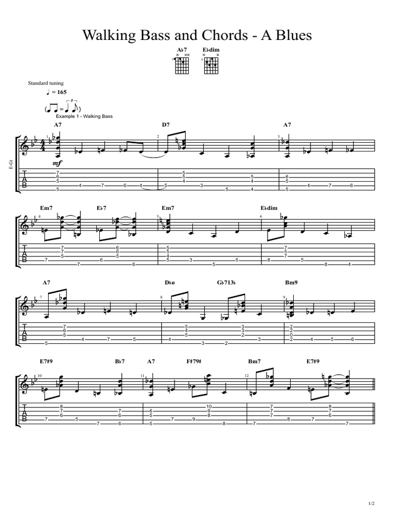 Blues Walking Bass & Chords Guide | PDF | Musical Compositions ...