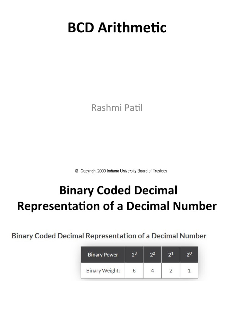 BCD Arithmetic: Rashmi Patil | PDF