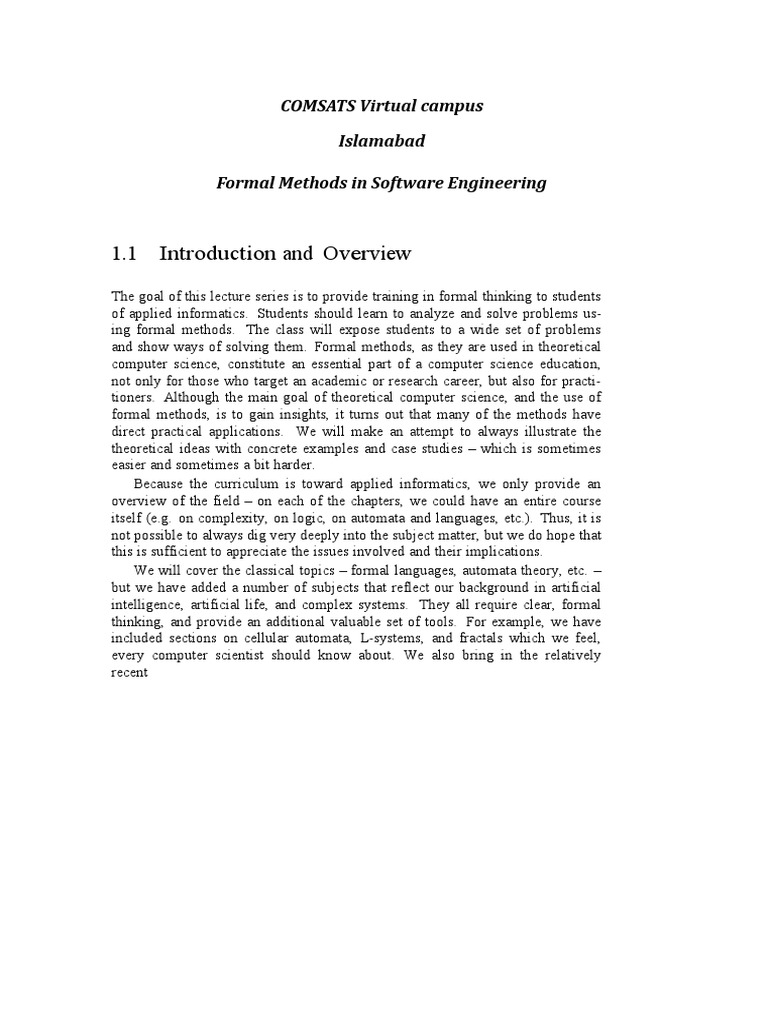 Formal Methods in Software Engineering | PDF | Computer Science | Theory