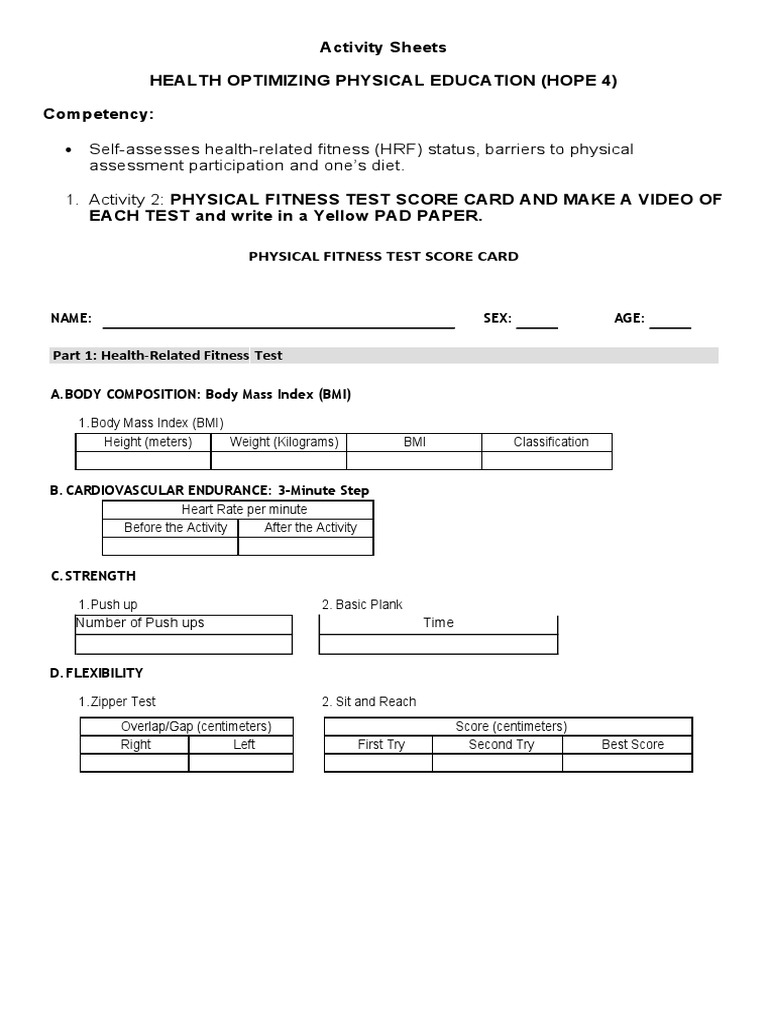 Deped PFT Score Card | PDF