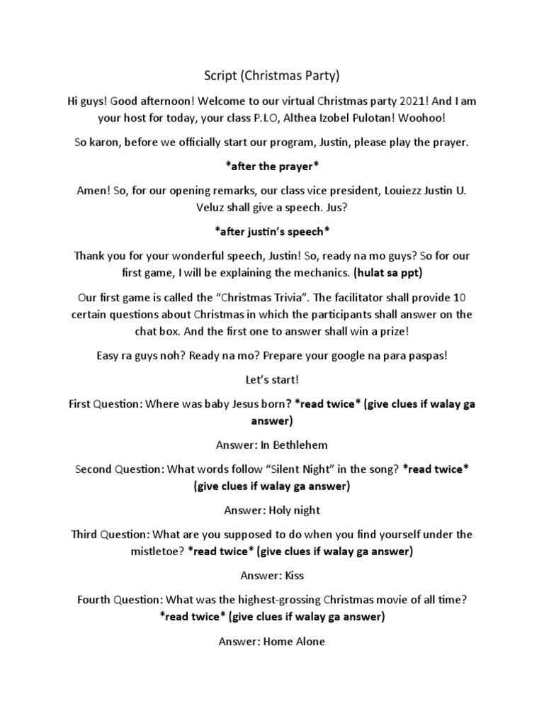 Script Christmas Party | PDF | Christmas | Holidays