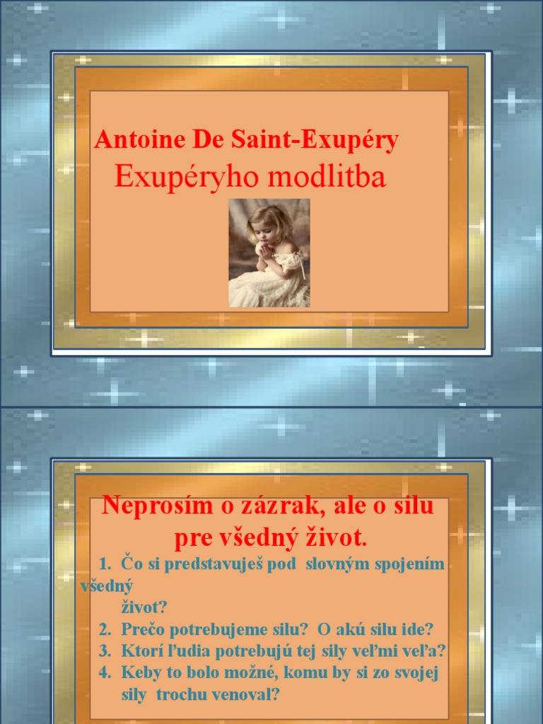 LIT8 Antoine de Saint-Exupéry - Exupéryho Modlitba | PDF