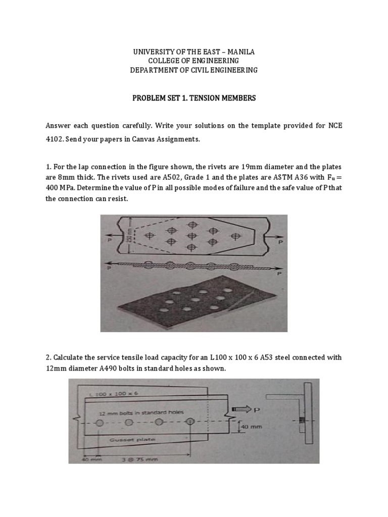 Problem Set 1. Principles of Steel Design | PDF