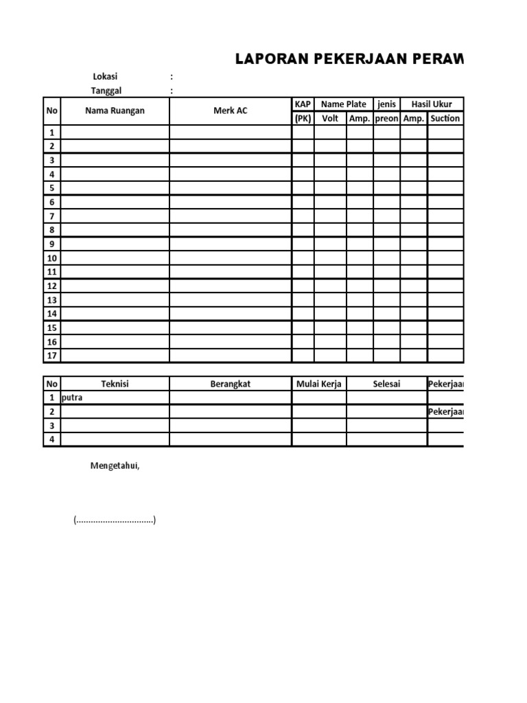 Form Pemeliharaan AC | PDF