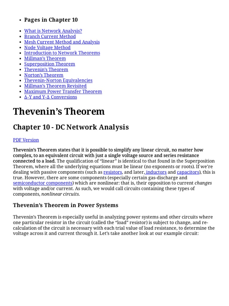Thevenin's Theorem - DC Network Analysis - Electronics Textbook | PDF ...