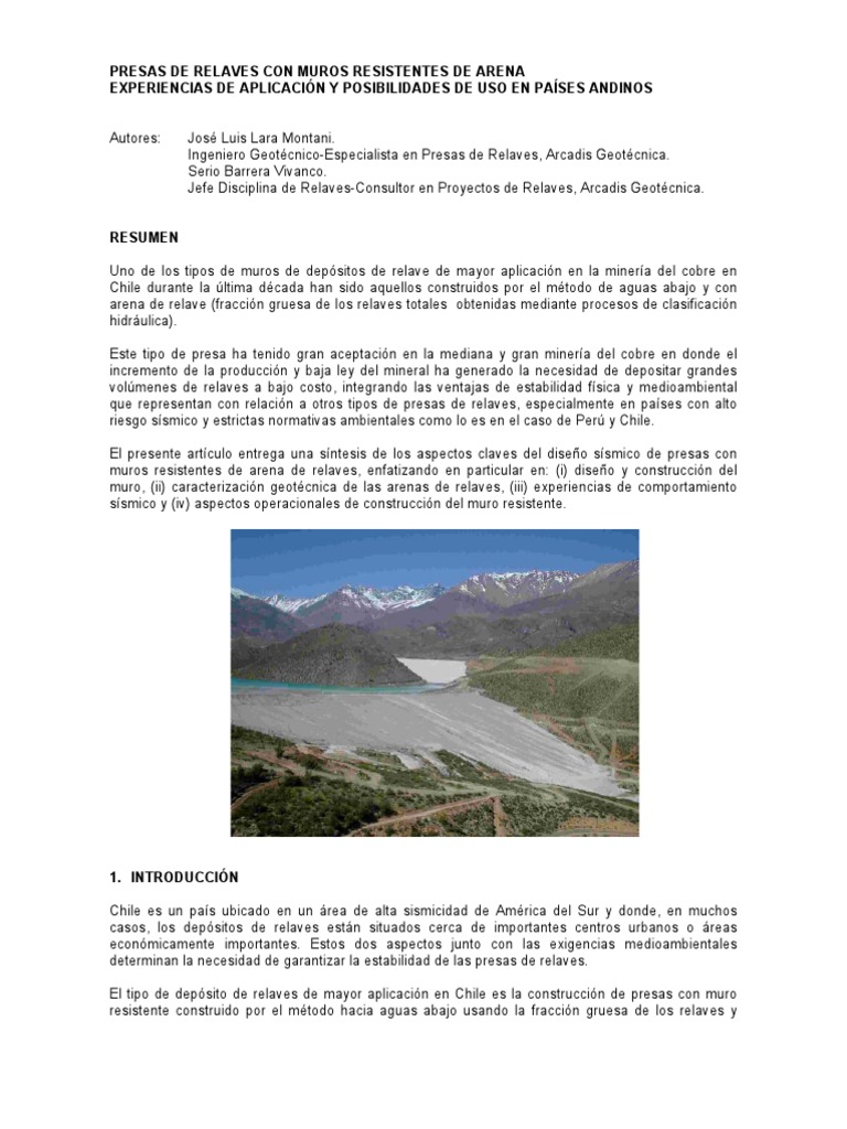 009 Presas de Relaves Con Muros Resistentes de Arena | PDF