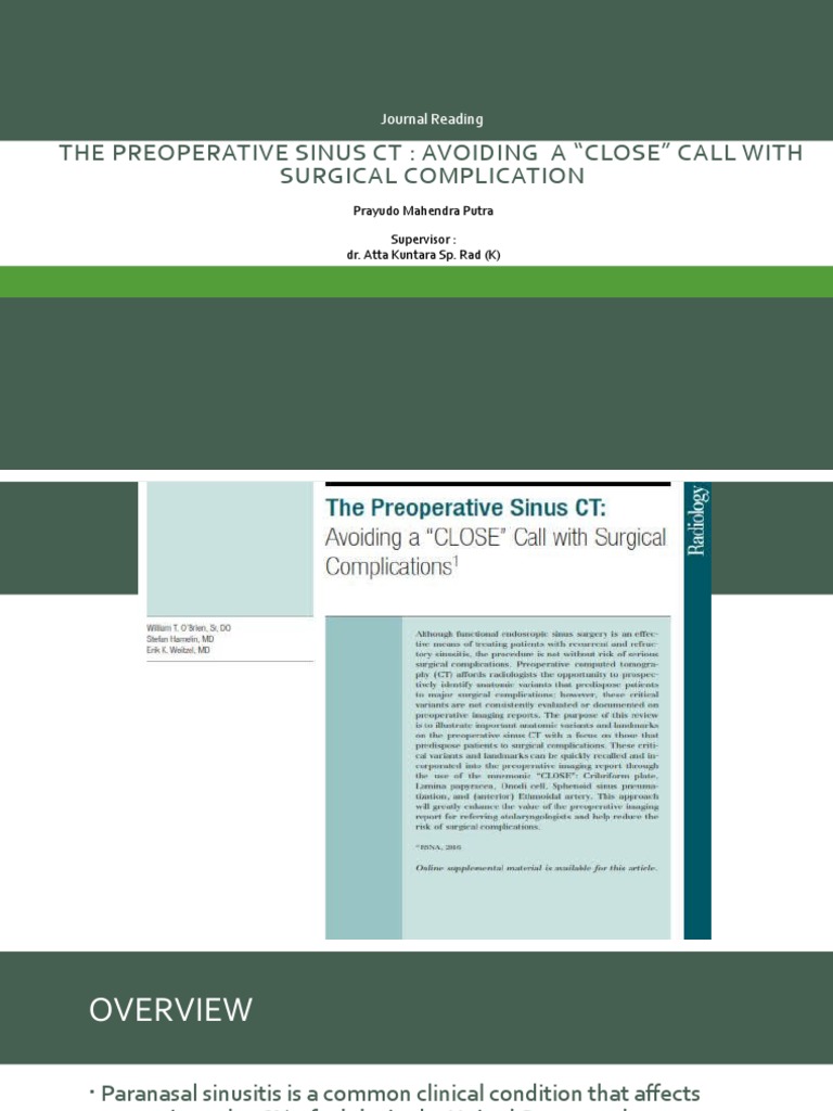 The Preoperative Sinus CT: Avoiding A "Close" Call With Surgical ...