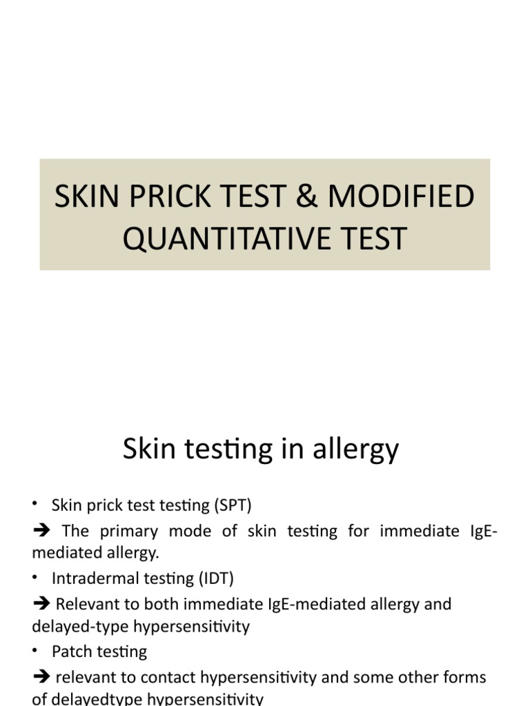 Skin Prick Test & Modified Quantitative Test | Download Free PDF ...