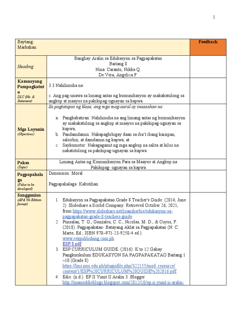 Form-1-T1-De Vera-T2-Caranto-Final-Lesson-Plan | PDF