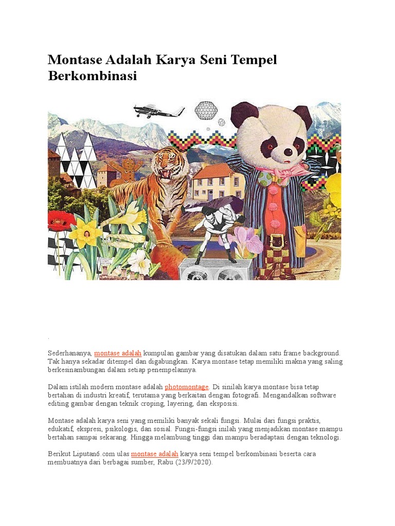 Montase Adalah Karya Seni Tempel Berkombinasi | PDF