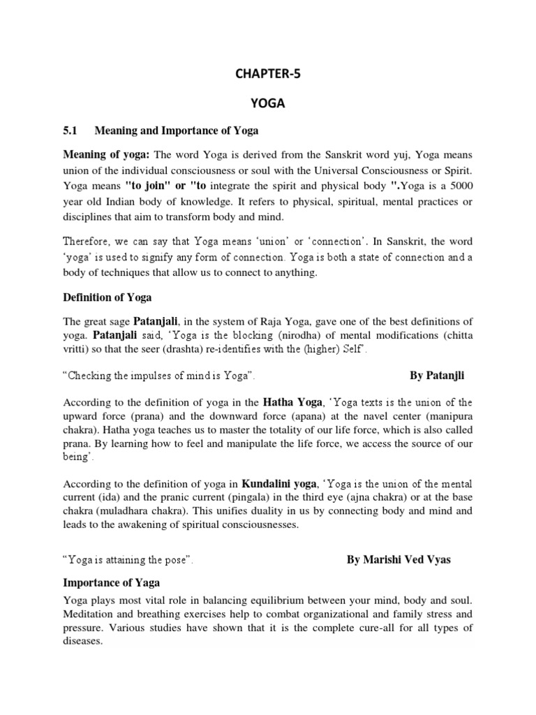 11 Physical Education - Yoga-Notes | PDF | Asana | Hatha Yoga