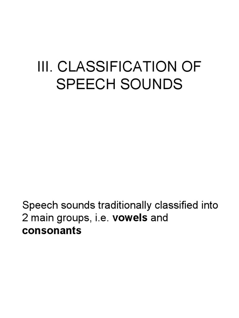 Speech Sound Classification Guide | PDF