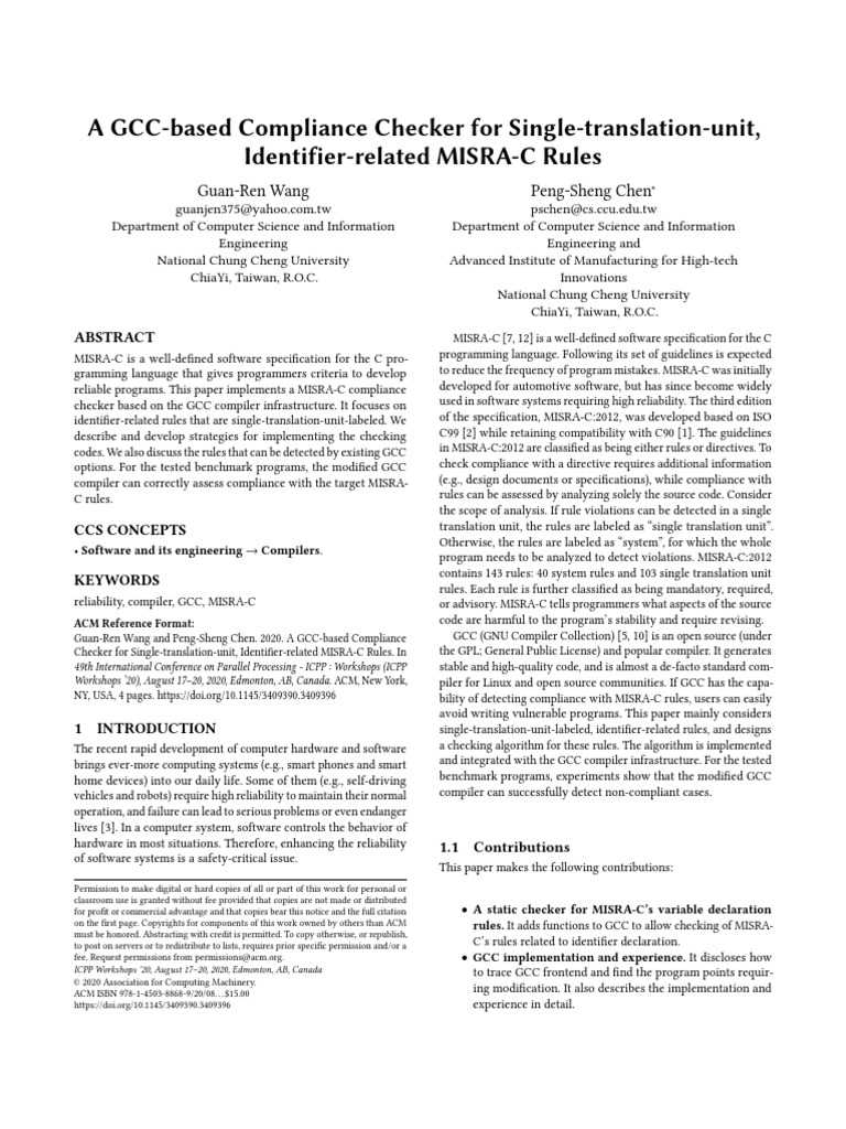 A GCC-based Compliance Checker For Single-Translation-Unit, Identifier ...