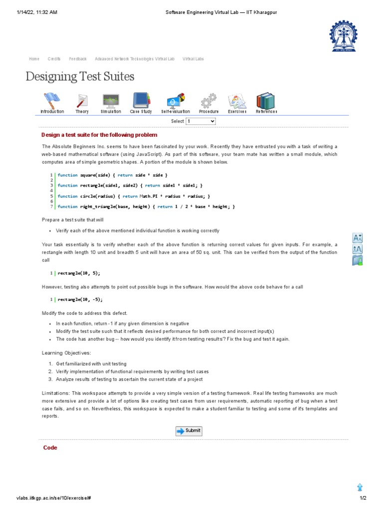 Designing Test Suites: Design A Test Suite For The Following Problem ...