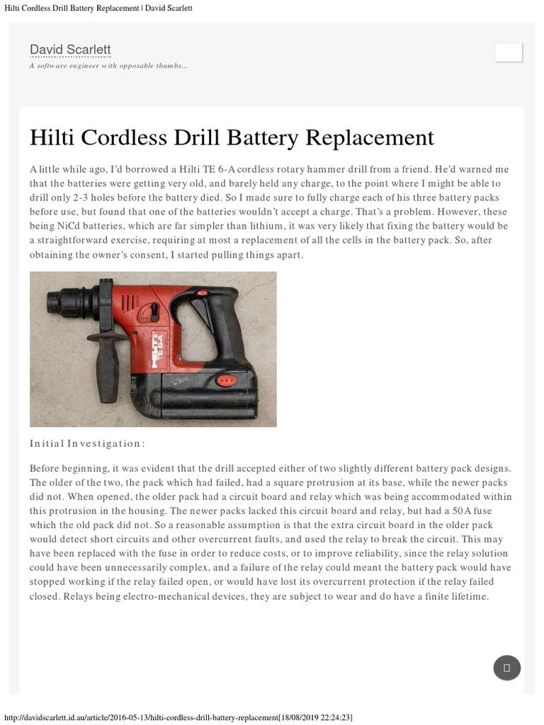 Hilti Cordless Drill Battery Replacement | PDF | Electrical Resistance ...