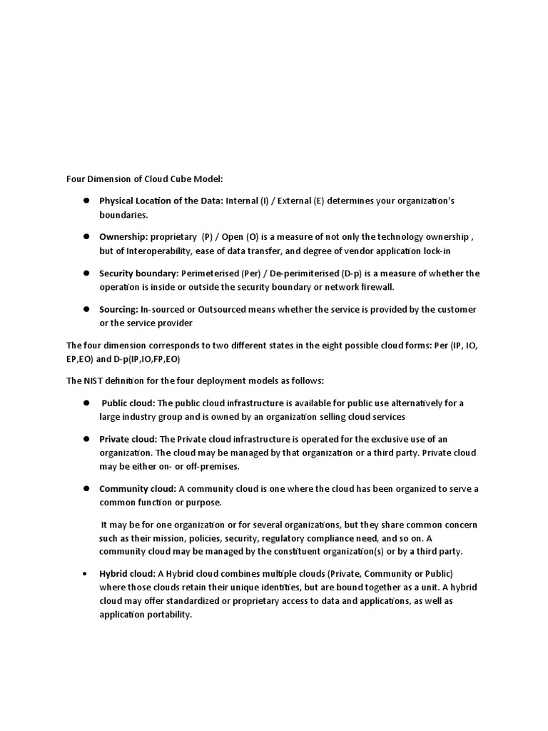 Four Dimension of Cloud Cube Model | PDF | Cloud Computing | Software ...
