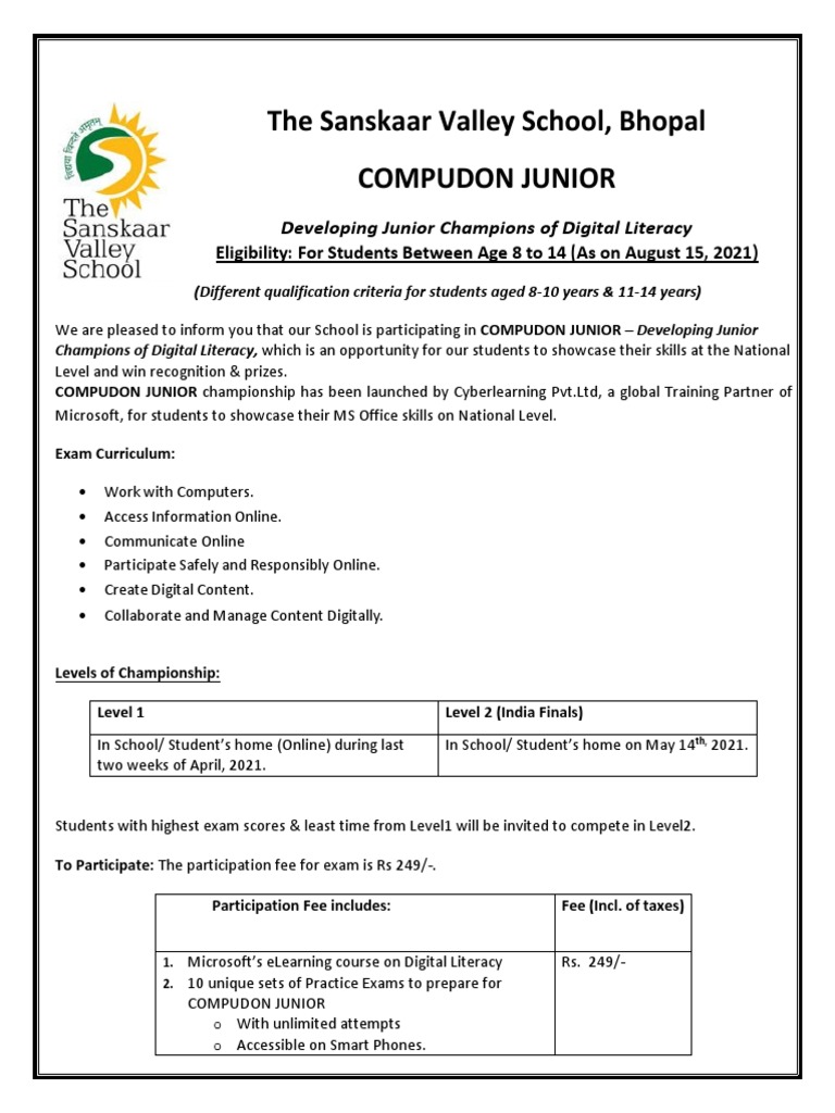 COMPUDON JUNIOR Digital Literacy Championship | PDF | Educational Technology