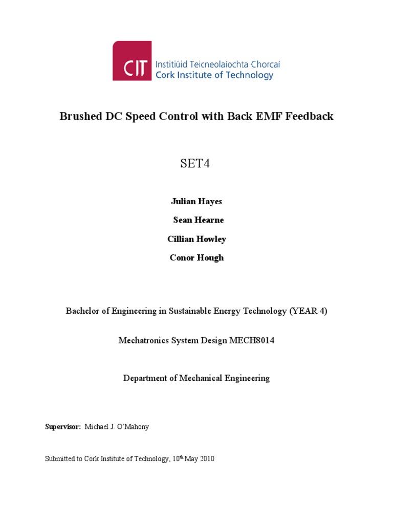 Brushed DC Speed Control With Back EMF Feedback | Download Free PDF ...