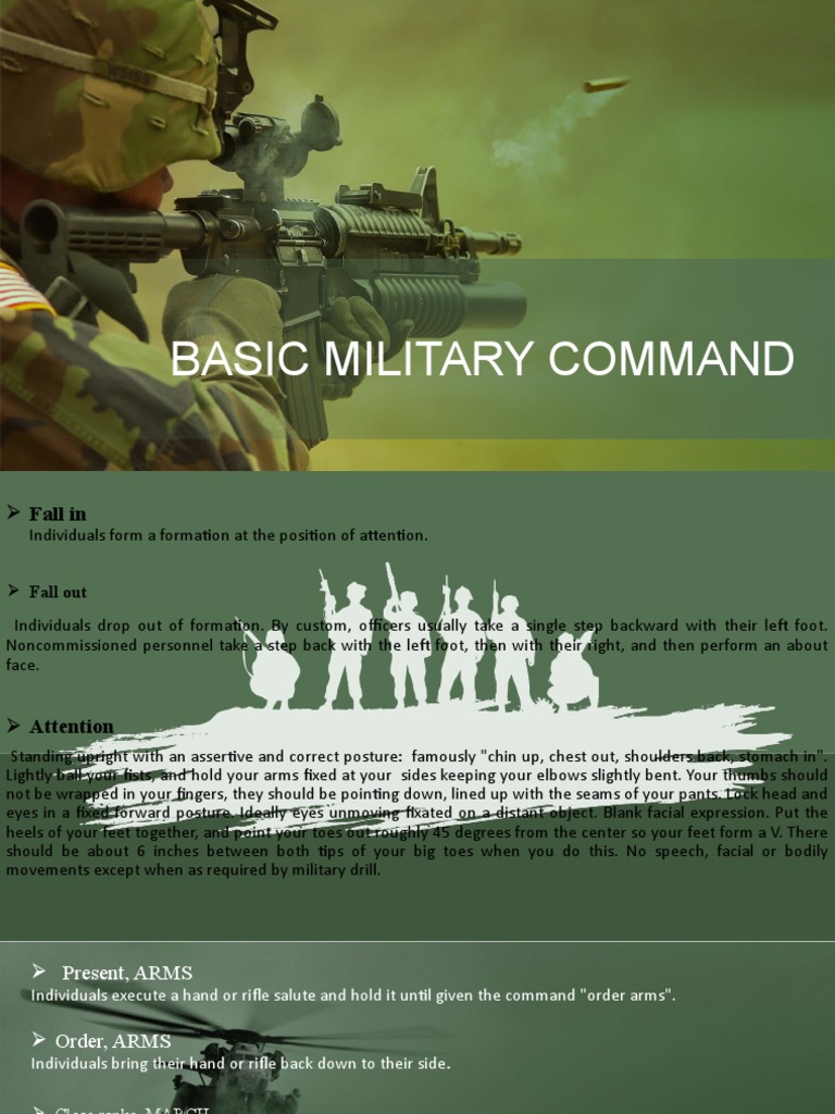 Basic Military Drill Commands Guide | PDF
