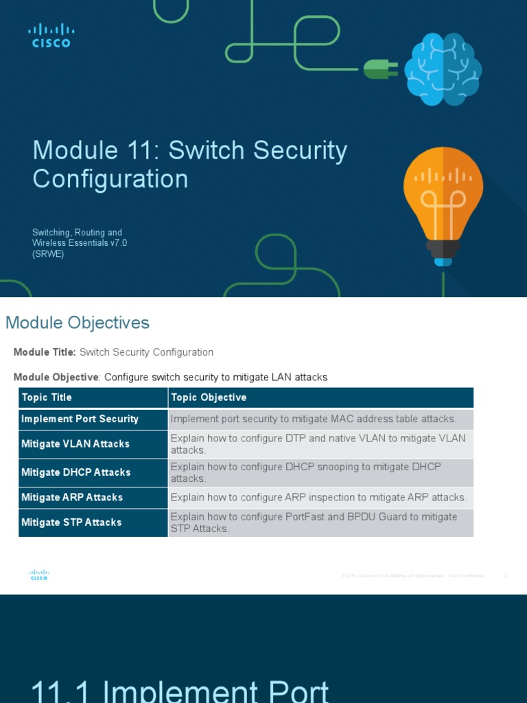 SRWE - Module - 11-Switch Security Configuration-Modified | PDF | Ip Address | Computer Architecture