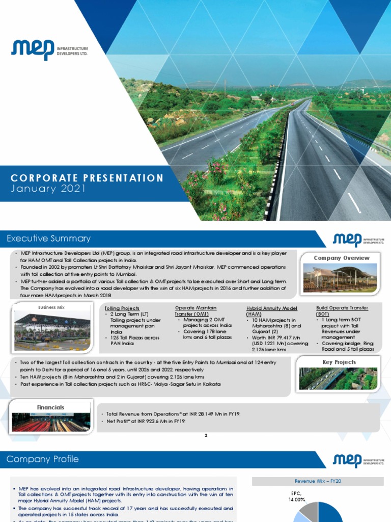 MEP Infrastructure Developers Overview | PDF | Toll Road | Economies