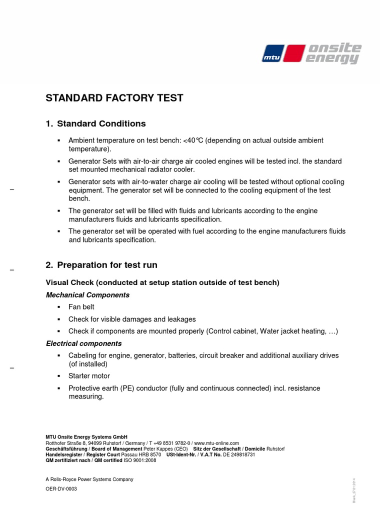 Comprehensive Generator Set Testing Procedures and Performance Metrics ...