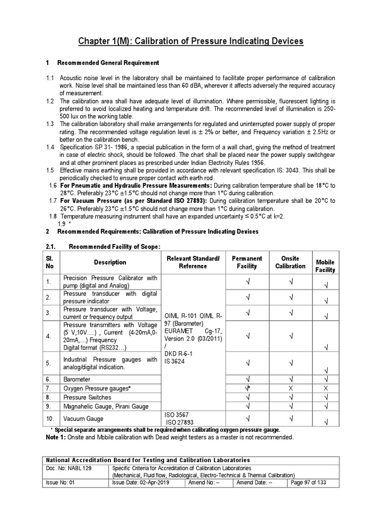 Chapter 1 (M) : Calibration of Pressure Indicating Devices | PDF ...