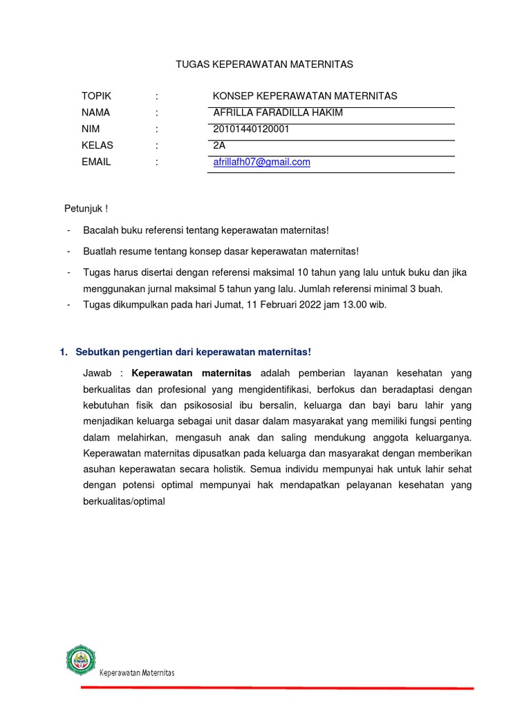 Tugas Kep Maternitas 1 | PDF | Sains & Matematika