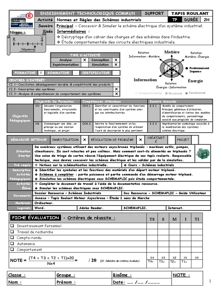 TP Schémaplic - Schéma Industriel - Élève | Descargar gratis PDF | Électricité | Composant