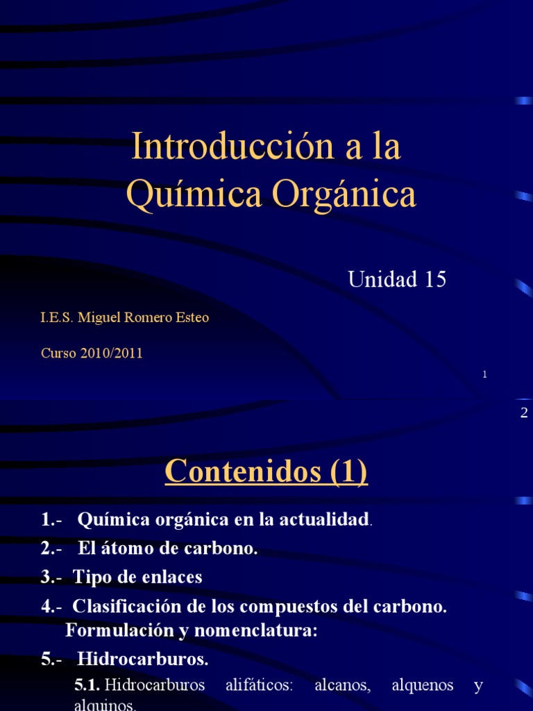 Unidad 15 Introducción a la química orgánica