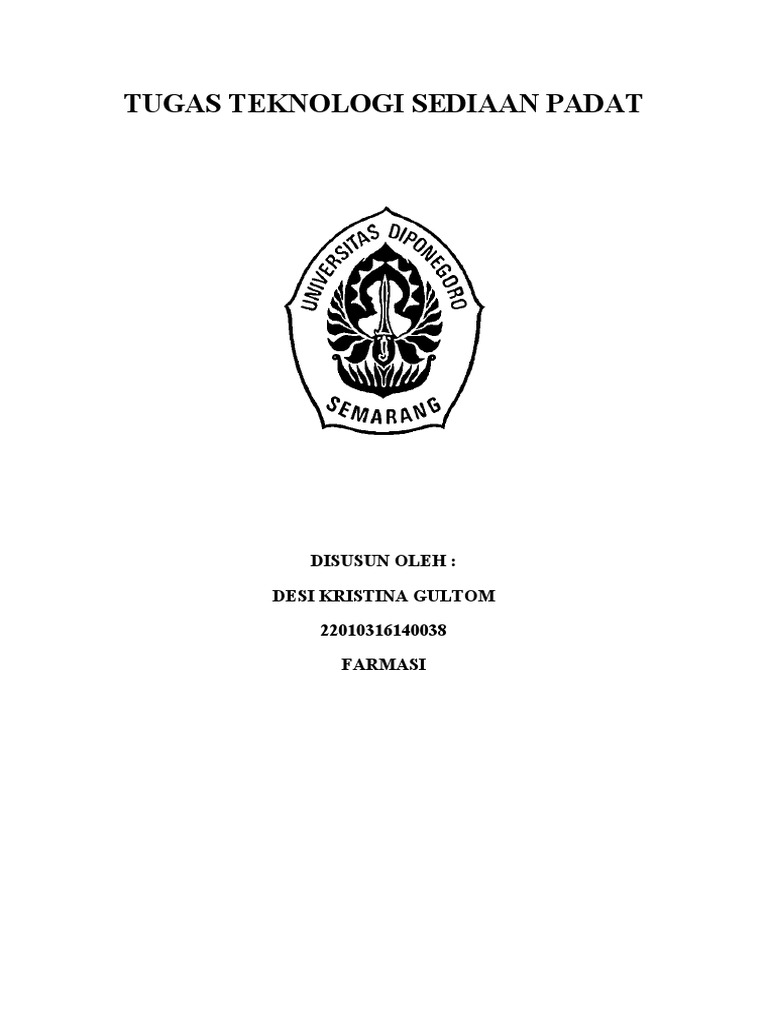 Teknologi Sediaan Padat - Desi Gultom - 038 | PDF Teknologi Sediaan Padat - Desi Gultom - 038 | PDF