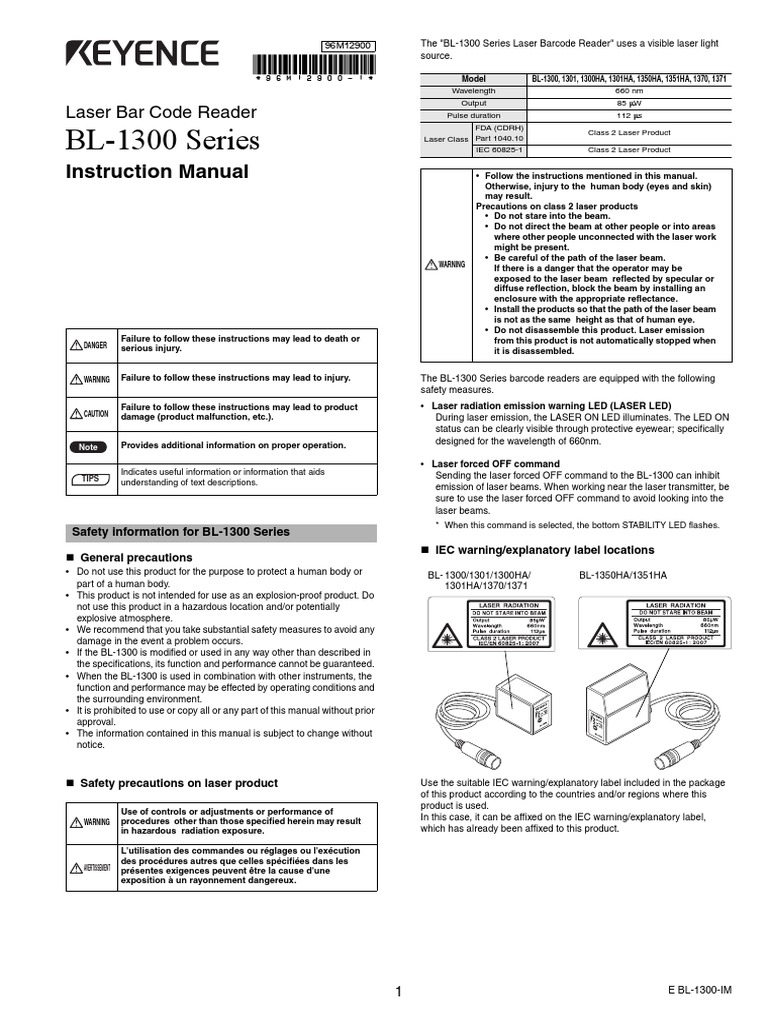 BL-1300 Series: Instruction Manual | PDF | Laser | Electrical Engineering