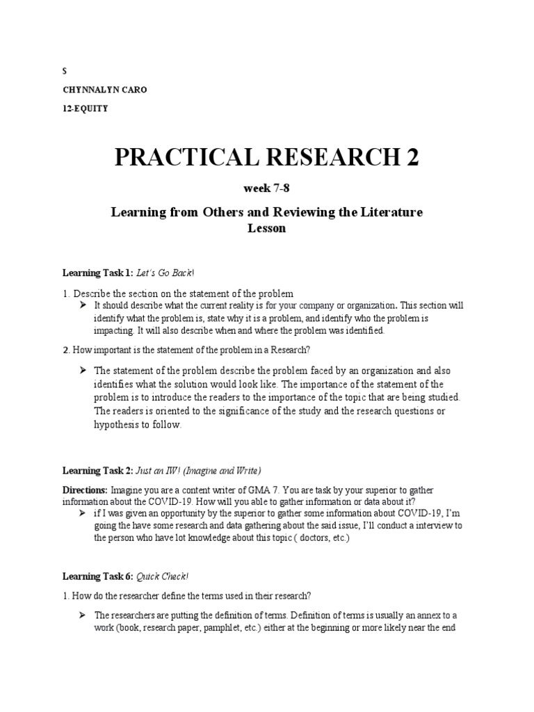 Practical Research 2: Learning From Others and Reviewing The Literature ...
