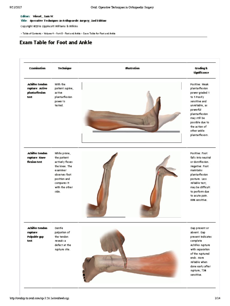 Exam Table For Foot and Ankle | PDF | Ankle | Foot