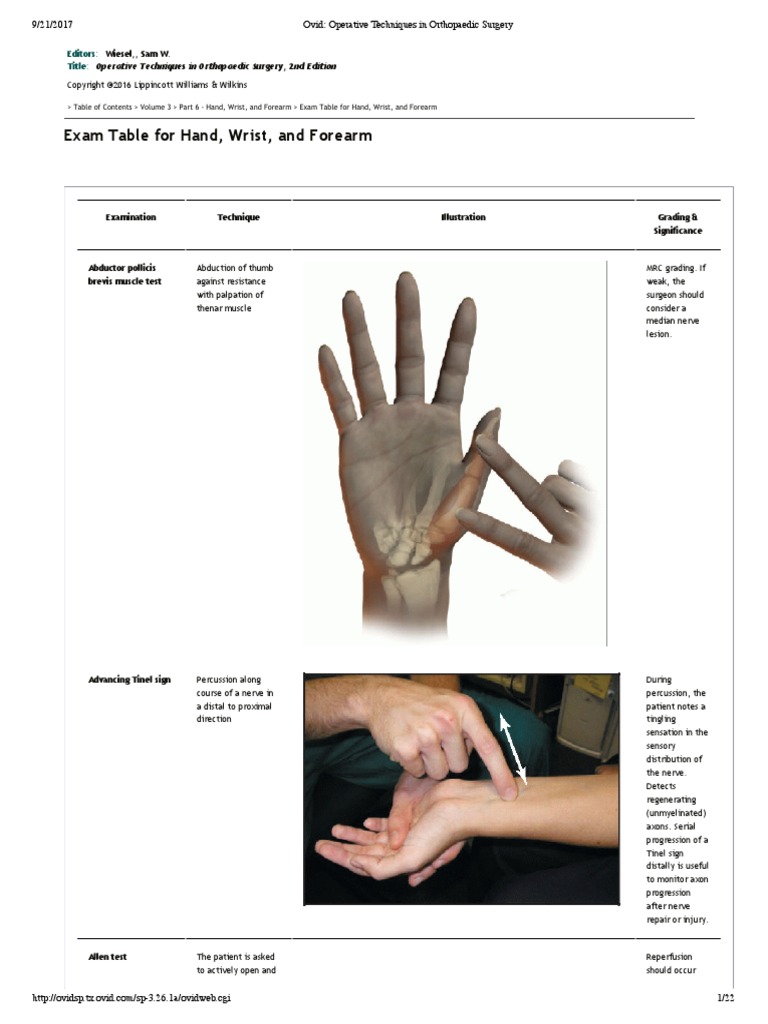 Exam Table For Hand Wrist Forearm | PDF | Anatomical Terms Of Motion | Hand