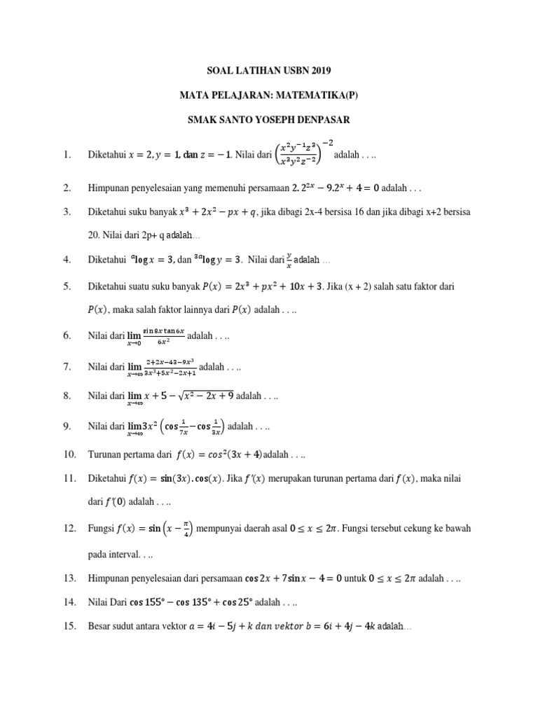 Latihan Soal Usbn | PDF