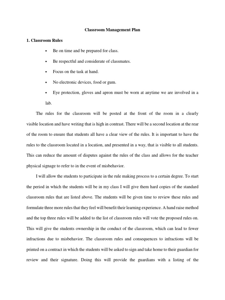 High School Classroom Management Plan | PDF | Classroom | Teachers