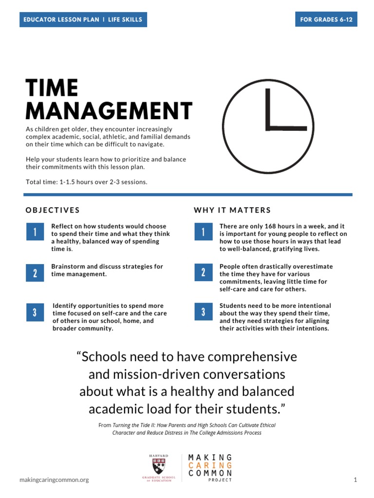 Time Management Lesson Plan | PDF | Lesson Plan | Applied Psychology