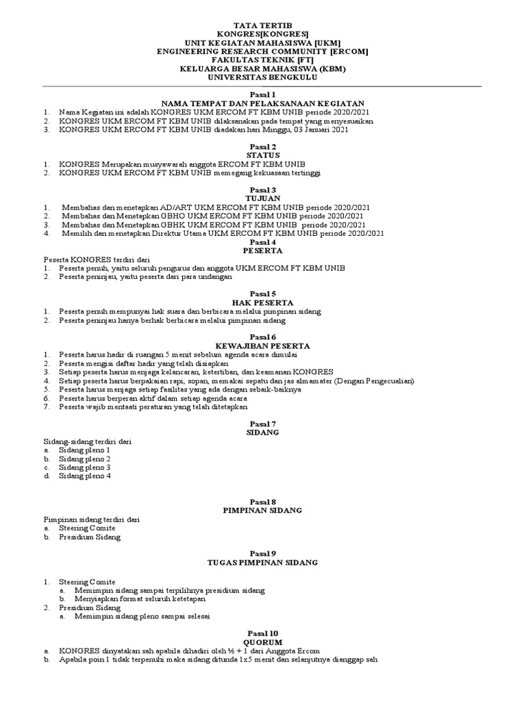 Tata Tertib Gbho GBHK (Revisi) | PDF