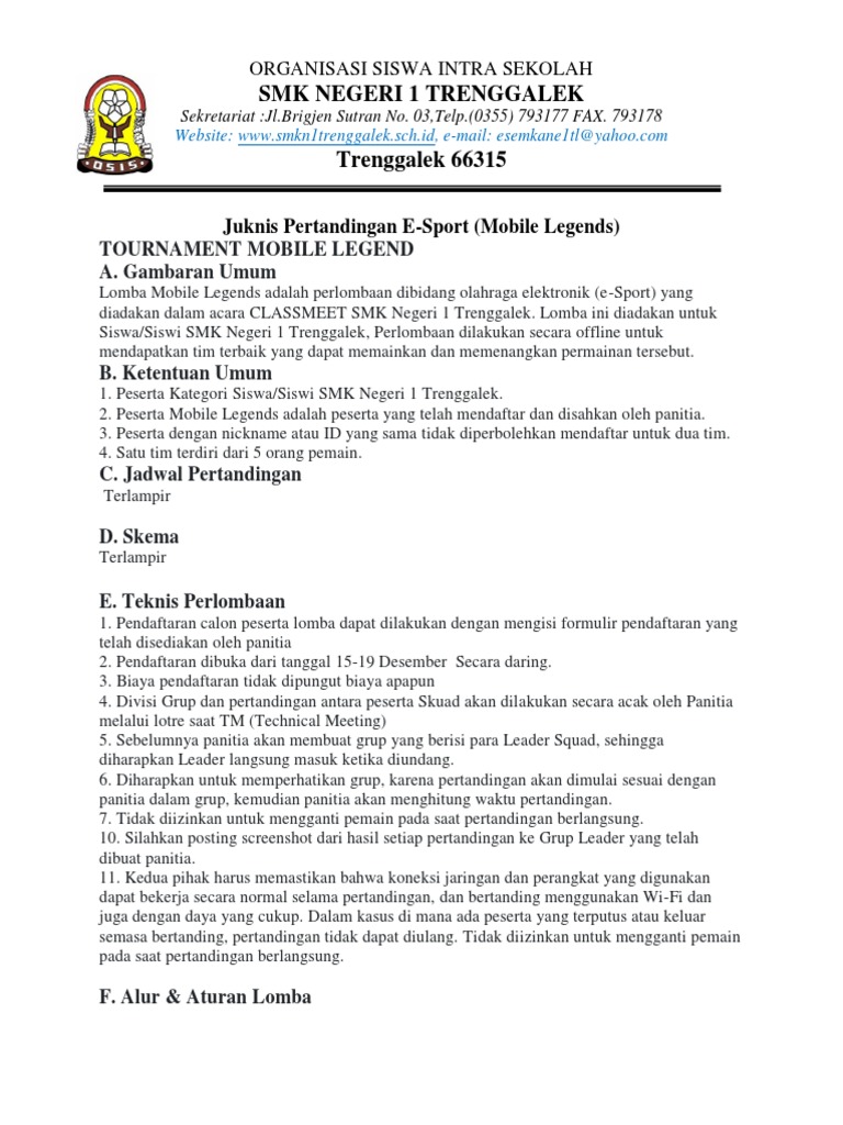 Juknis Tournament ML 2022 | PDF