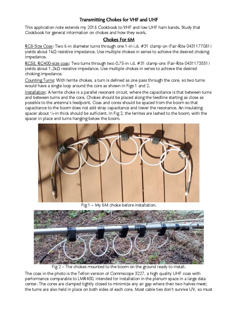 Transmitting Chokes For VHF and UHF | PDF | Coaxial Cable | Antenna (Radio)