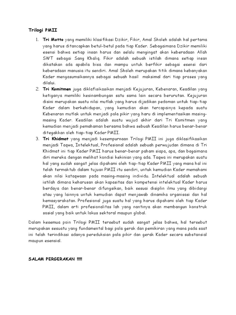Trilogi PMII | PDF | Karier & Perkembangan