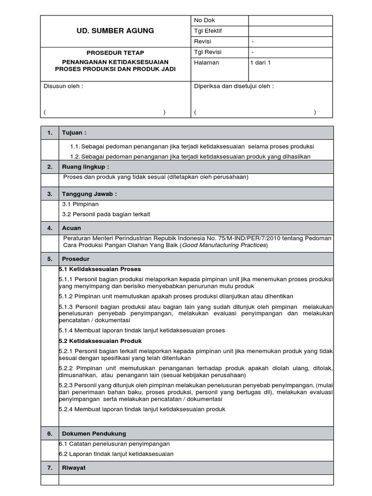 Draft Protap Penanganan Proses Dan Produk (E-Cppob) | PDF